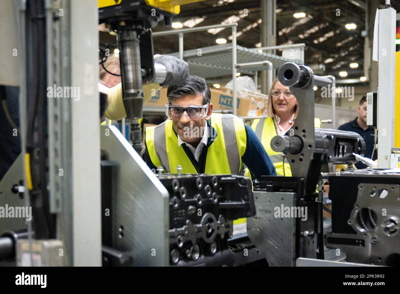 Prime Minister Rishi Sunak meets apprentices and staff during a visit ...