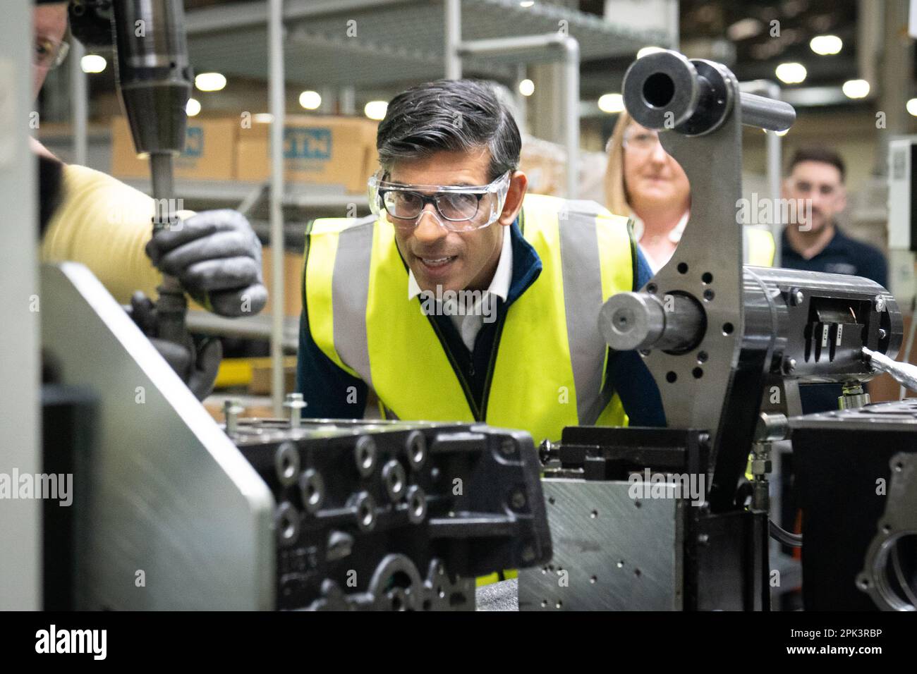 Prime Minister Rishi Sunak meets apprentices and staff during a visit ...