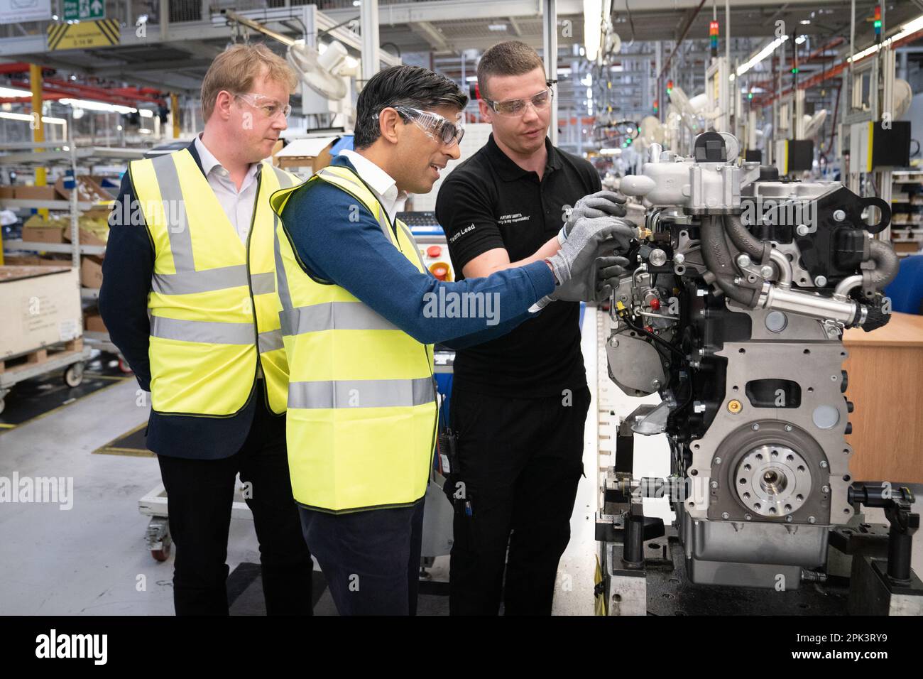 Prime Minister Rishi Sunak meets apprentices and staff during a visit ...
