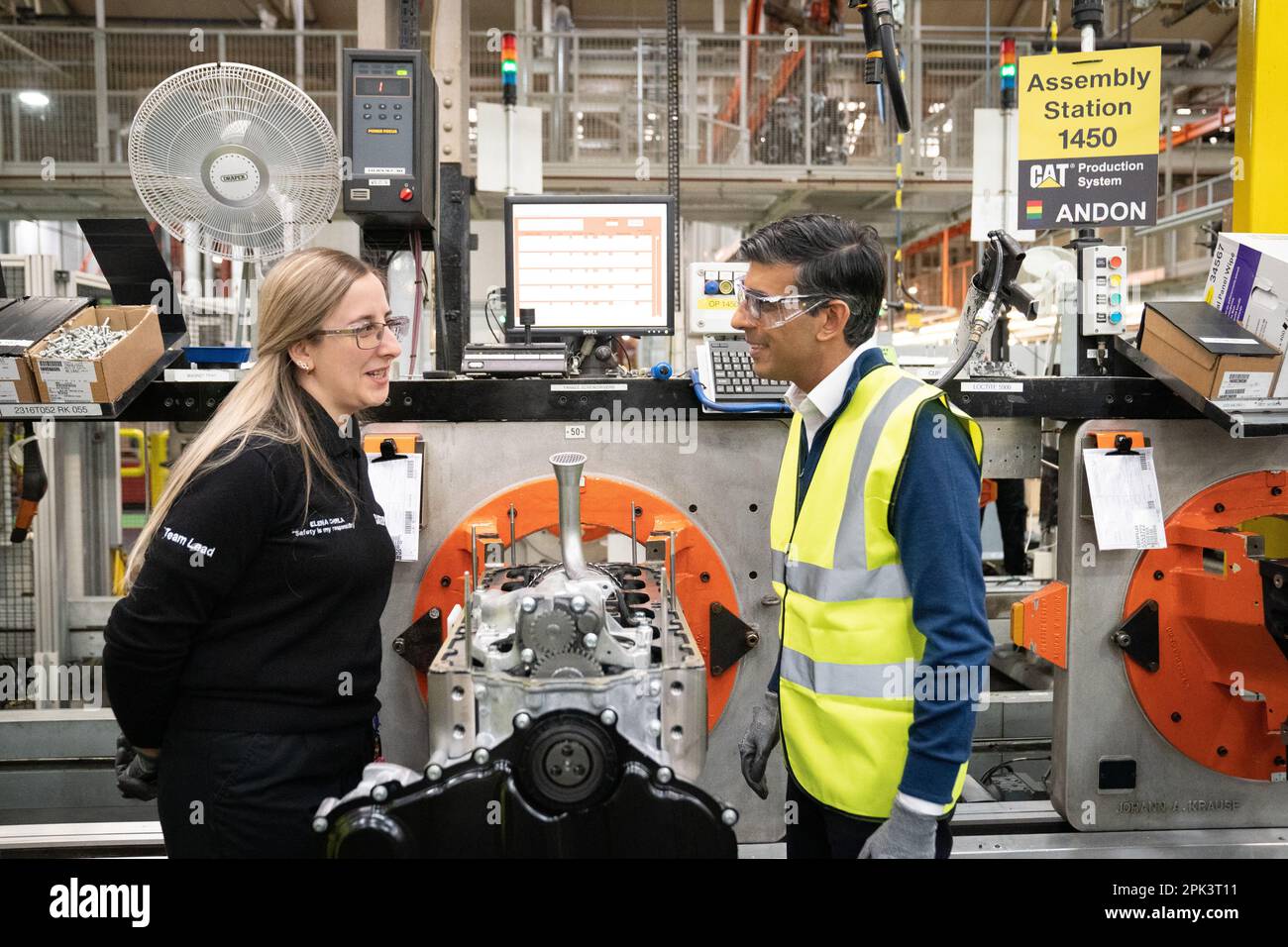 Prime Minister Rishi Sunak meets apprentices and staff during a visit ...
