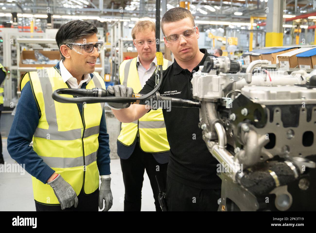 Prime Minister Rishi Sunak meets apprentices and staff during a visit ...