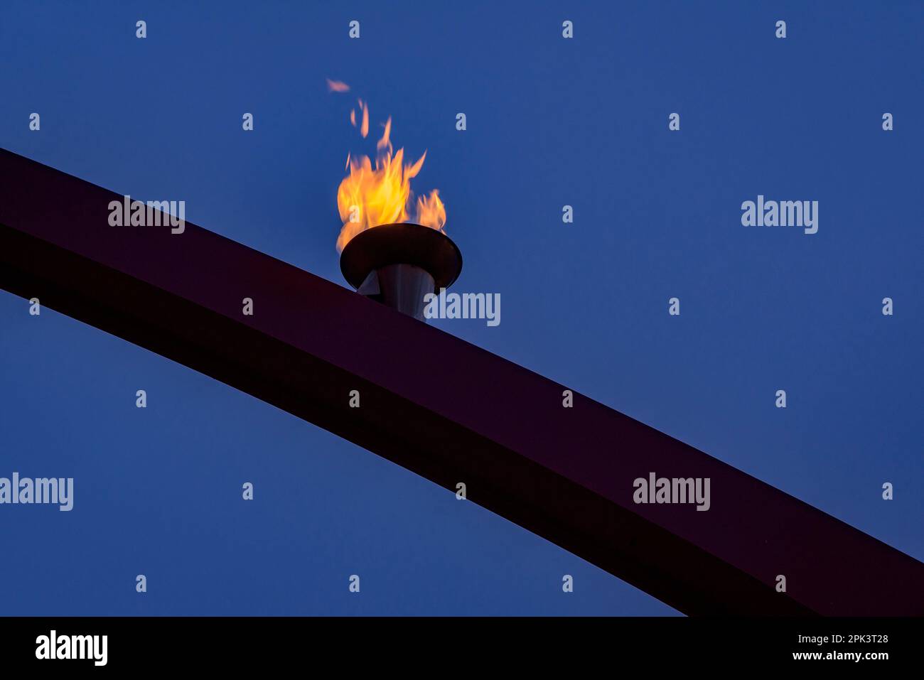 The Fossar de les Moreres (mulberry pit) with the cauldron with a flame ...