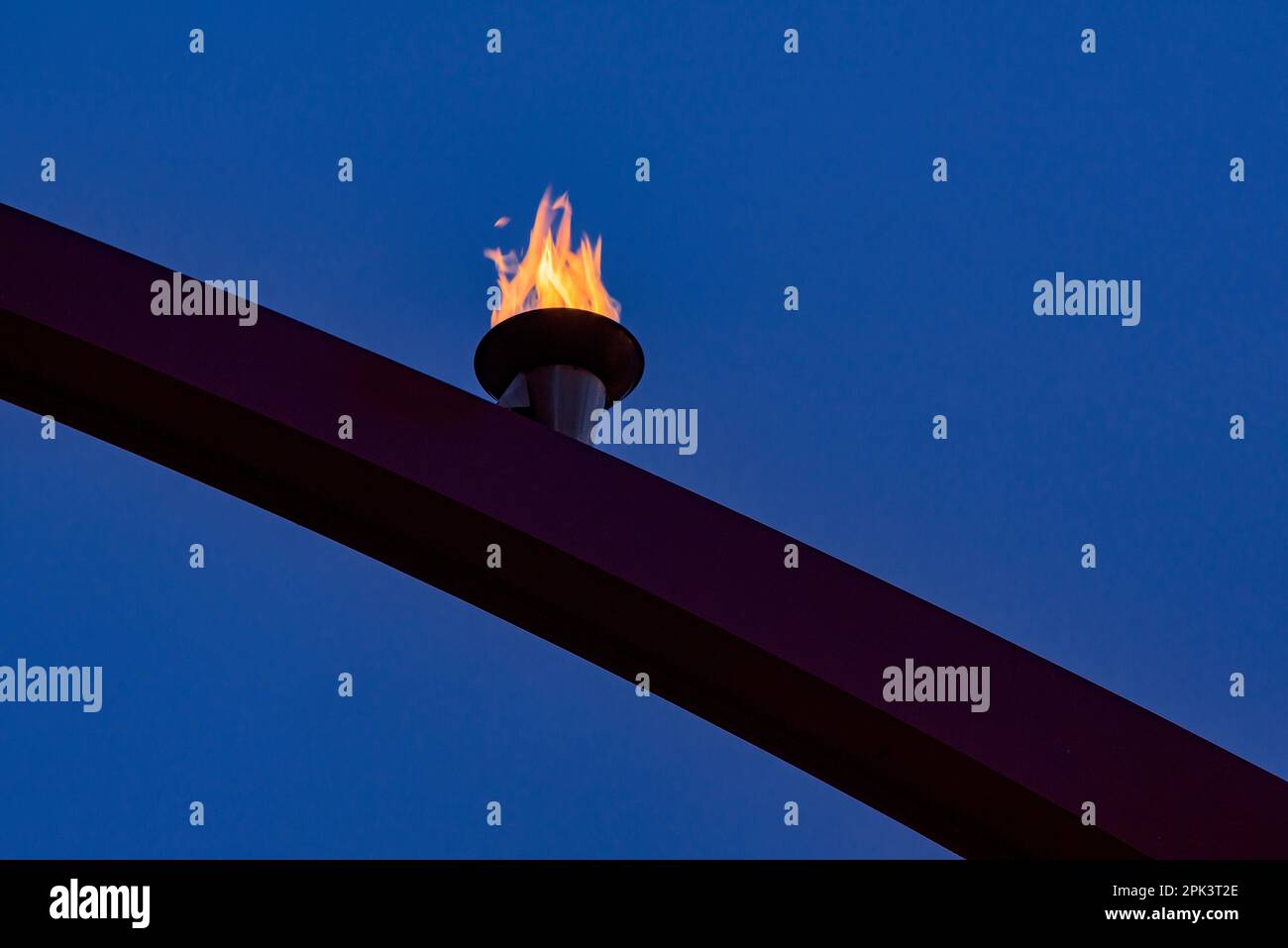 The Fossar de les Moreres (mulberry pit) with the cauldron with a flame ...