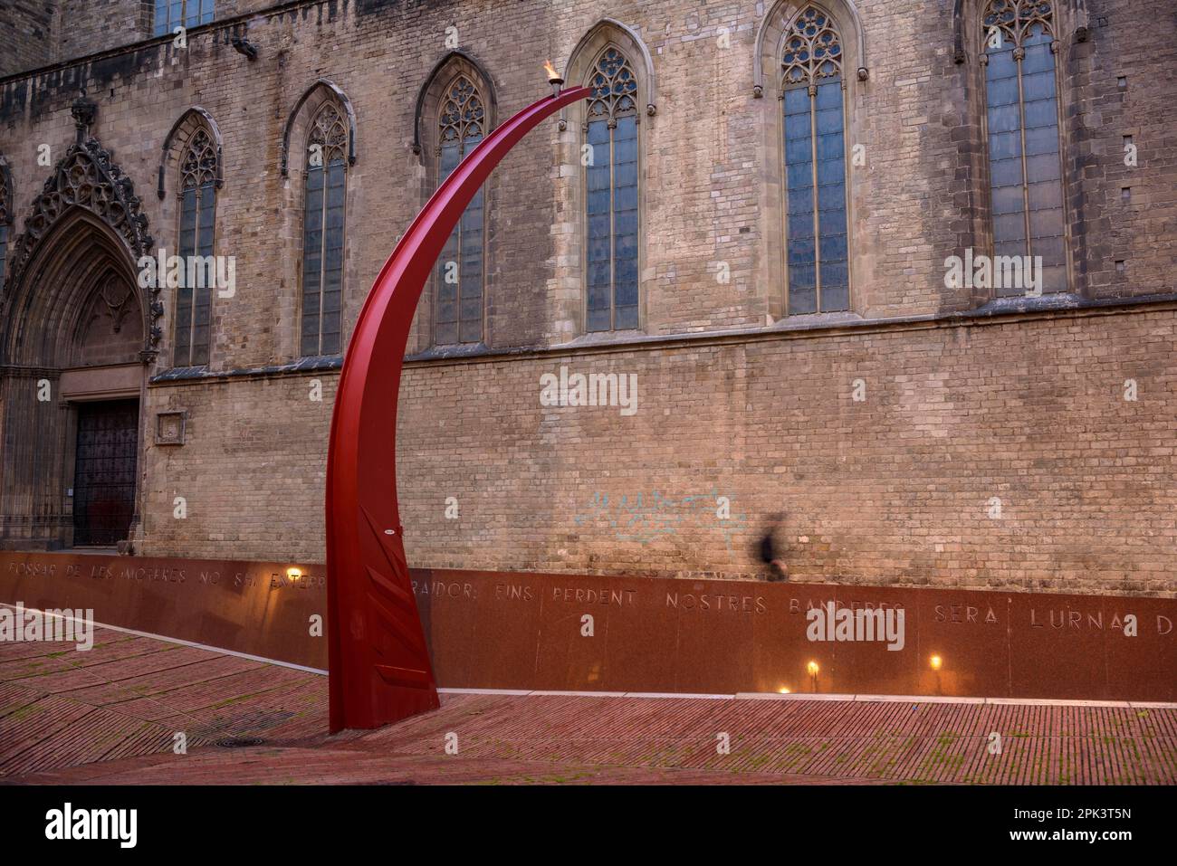 Fossar de les Moreres (mulberry pit) with the cauldron with a flame at ...