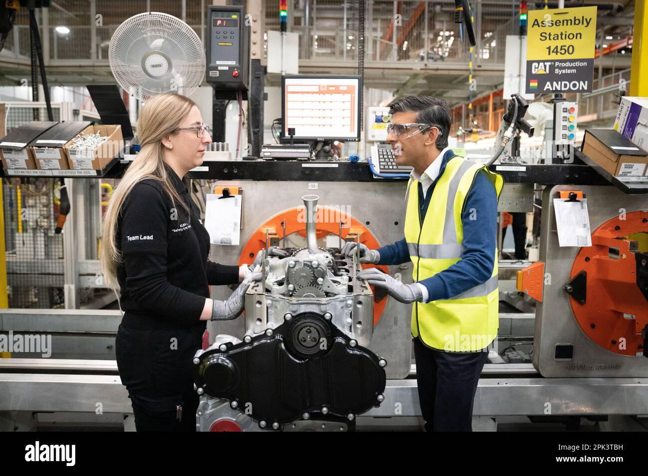 Prime Minister Rishi Sunak meets apprentices and staff during a visit ...
