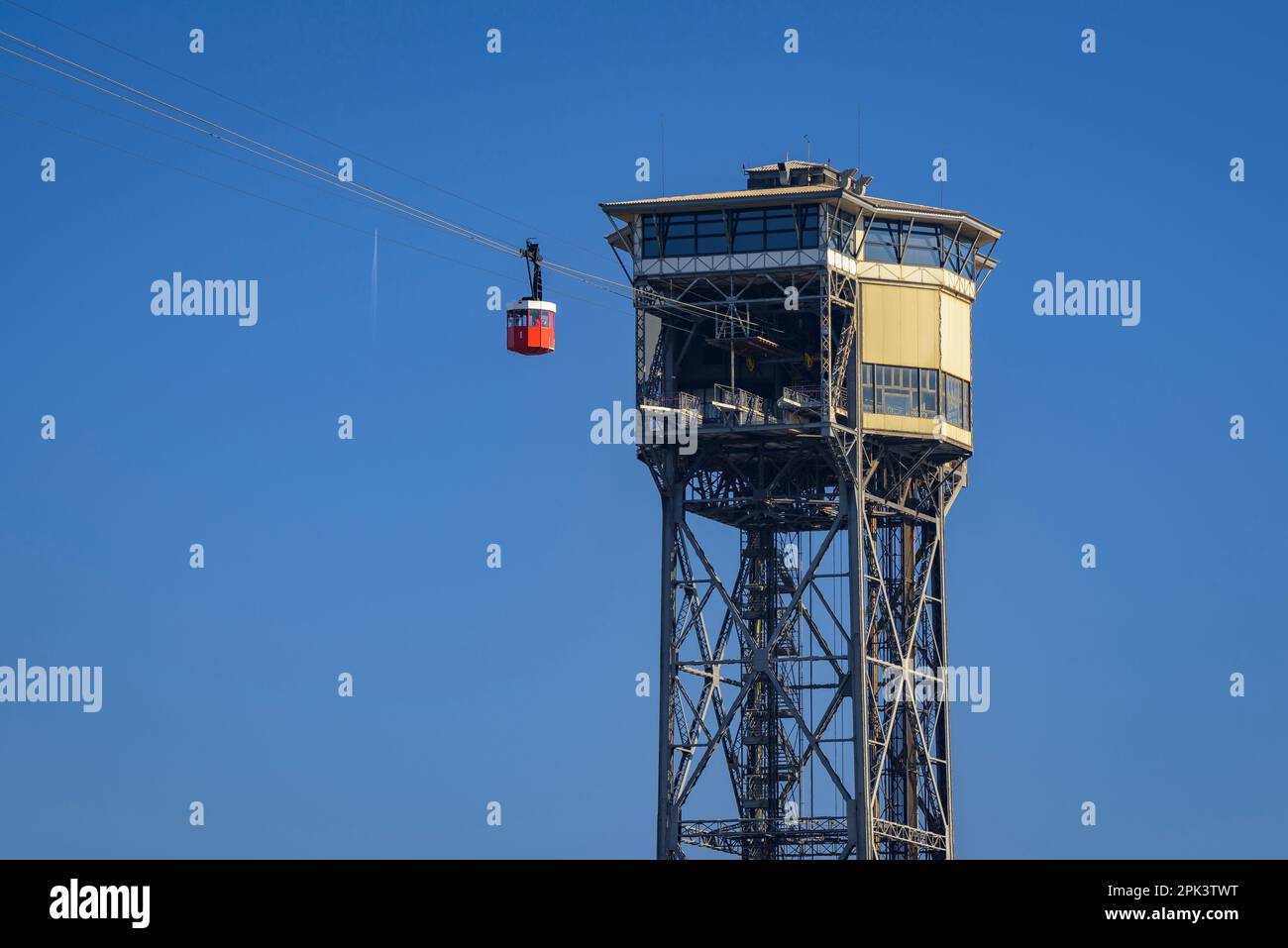 The tower of Sant Sebastià of the cable car of the port of Barcelona ...
