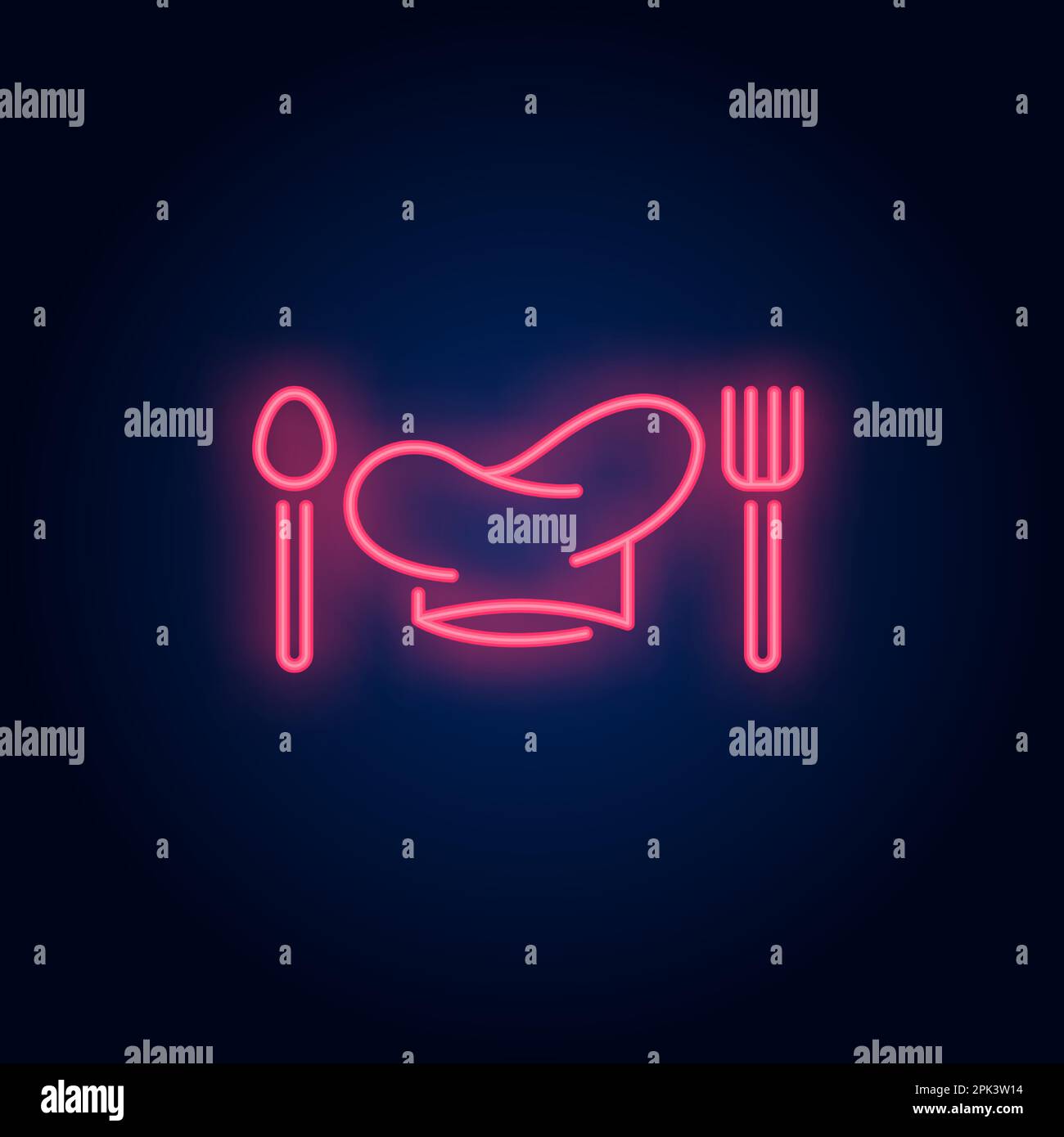 Chief cook hat, fork and spoon neon sign Stock Vector Image & Art - Alamy