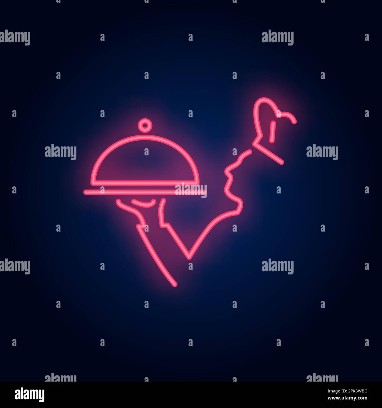 Chief cook holding serving tray neon sign Stock Vector Image & Art - Alamy