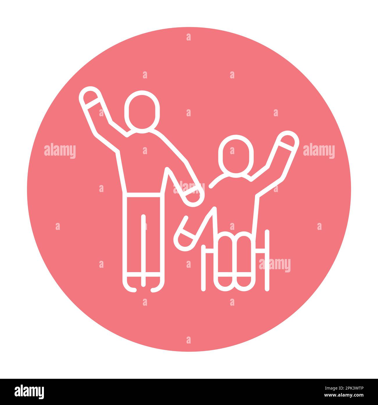 Support for disabled people color line icon. Multinational company ...