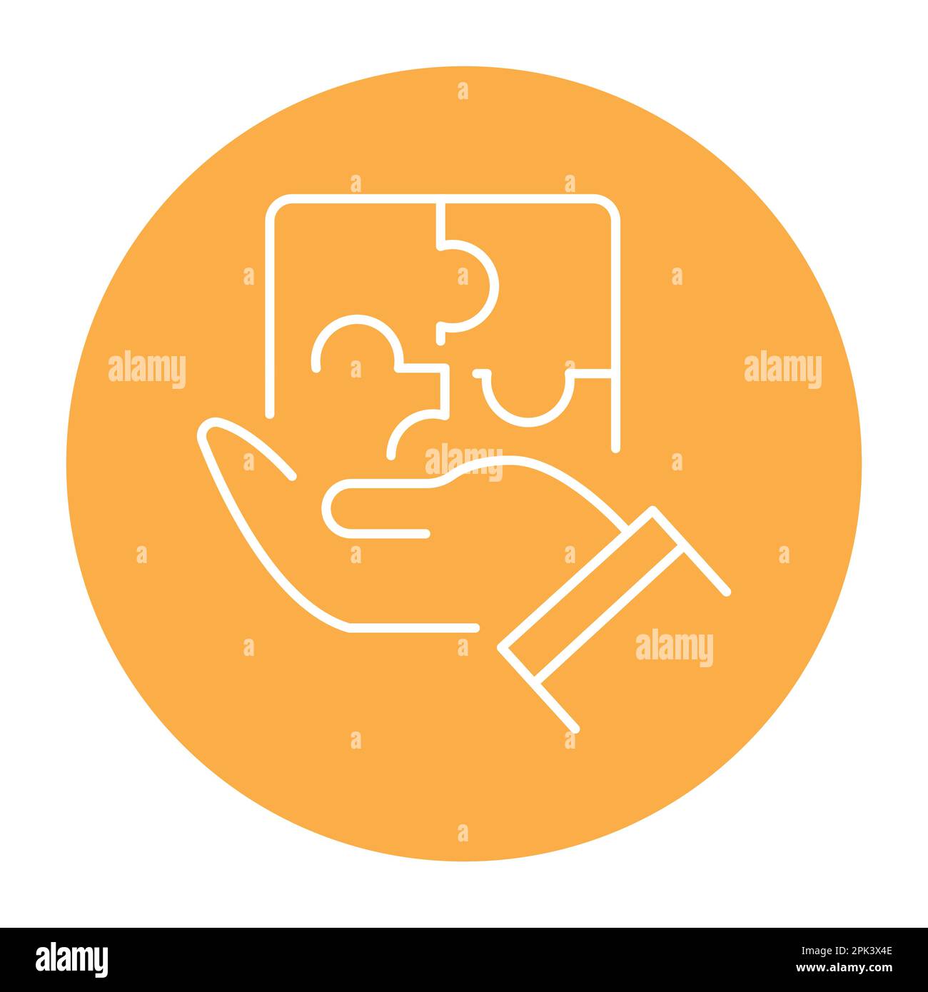 Puzzles in hands color line icon. Problem-solving. Partnership success ...