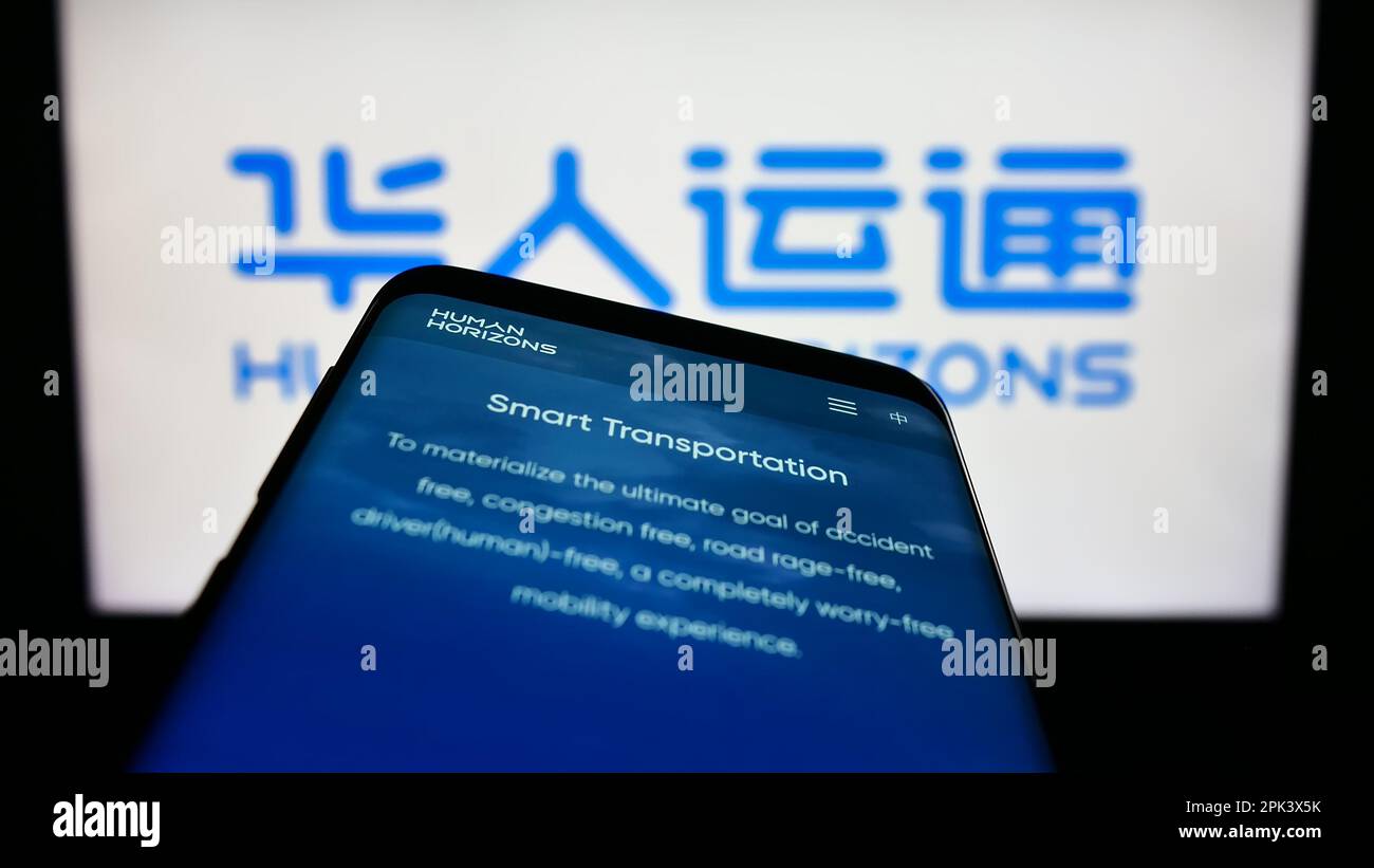 Smartphone with website of Chinese company Human Horizons Technology on ...