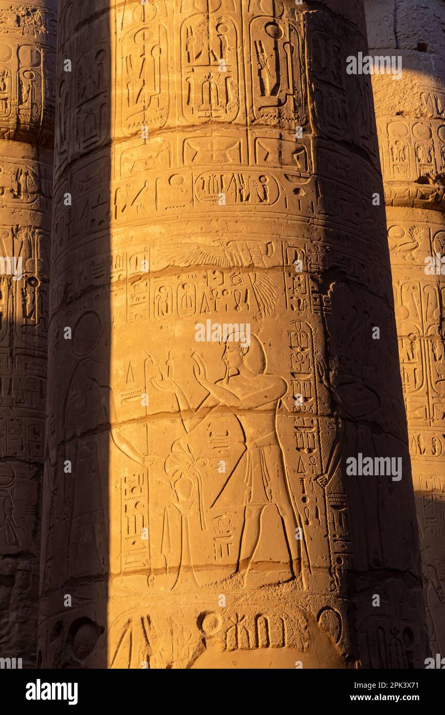 Pillars of the Great Hypostyle Hall at Karnak Temple, Luxor, Egypt ...
