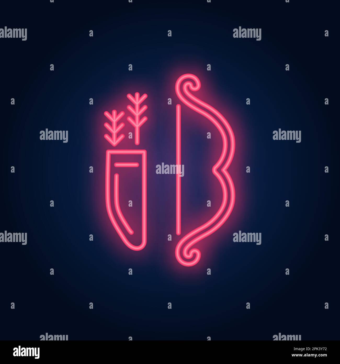 Quiver and bow neon sign Stock Vector Image & Art - Alamy