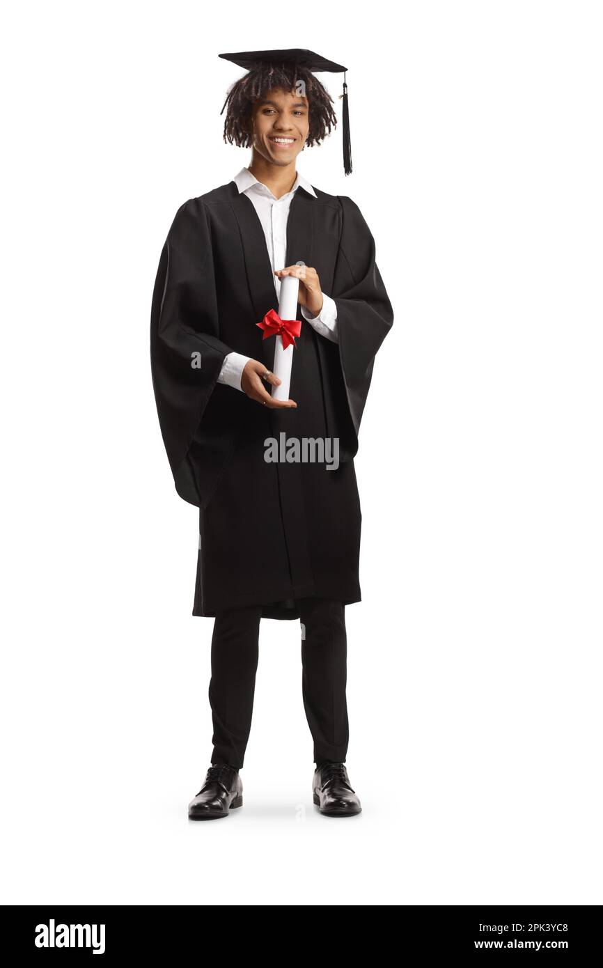 Full length portrait of a happy male african american student wearing a ...