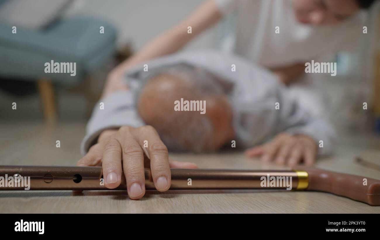 Elderly people accident slip and fall, Accident in home Stock Photo - Alamy