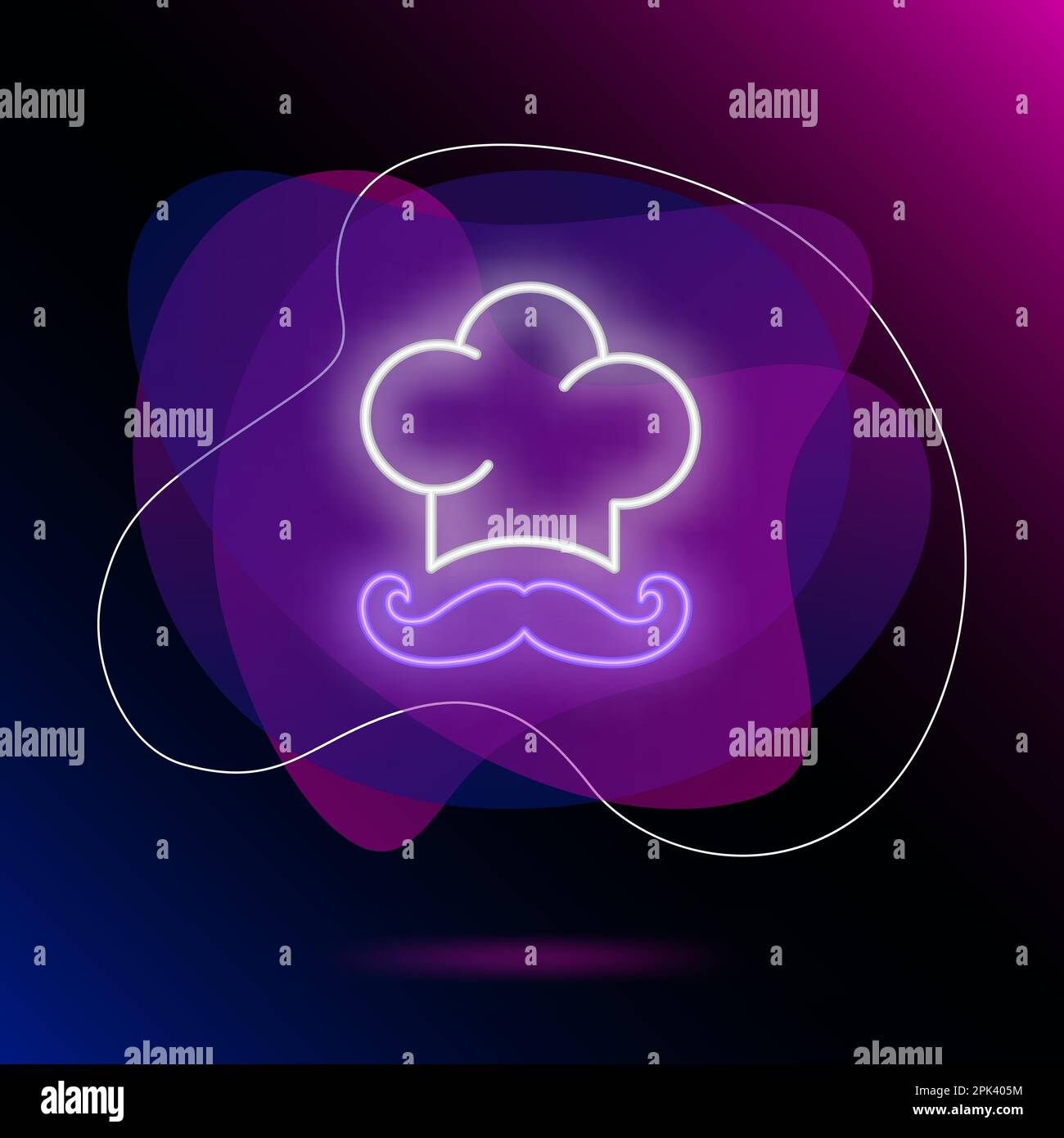 Chief cook hat and moustache neon sign Stock Vector Image & Art - Alamy
