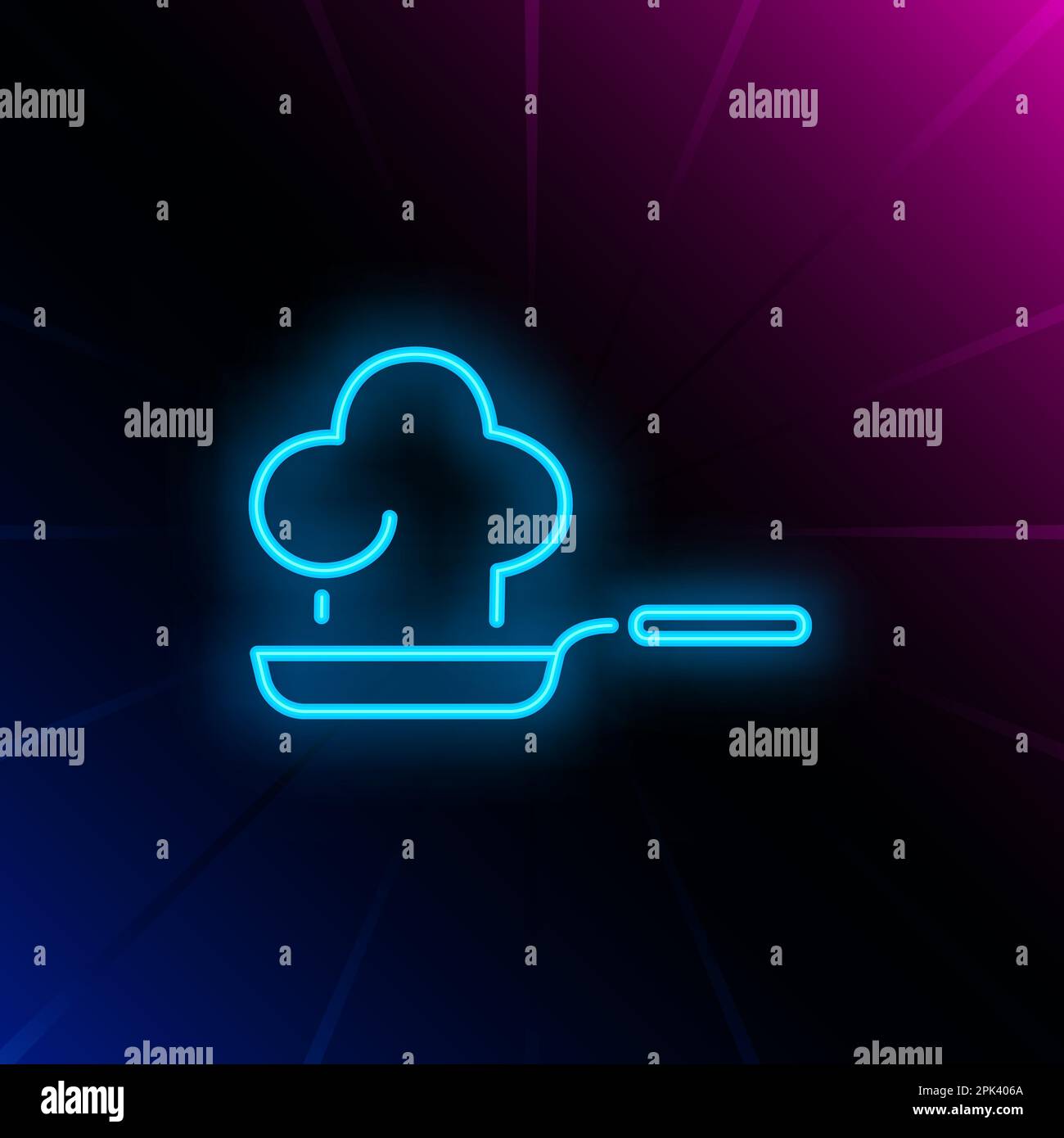 Chief cook hat on frying pan neon sign Stock Vector Image & Art - Alamy
