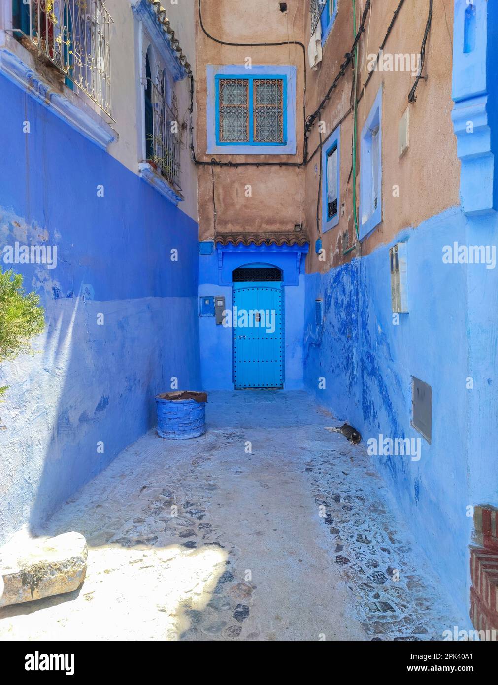 The famous blue city of Chefchaouen. Details of traditional Moroccan ...