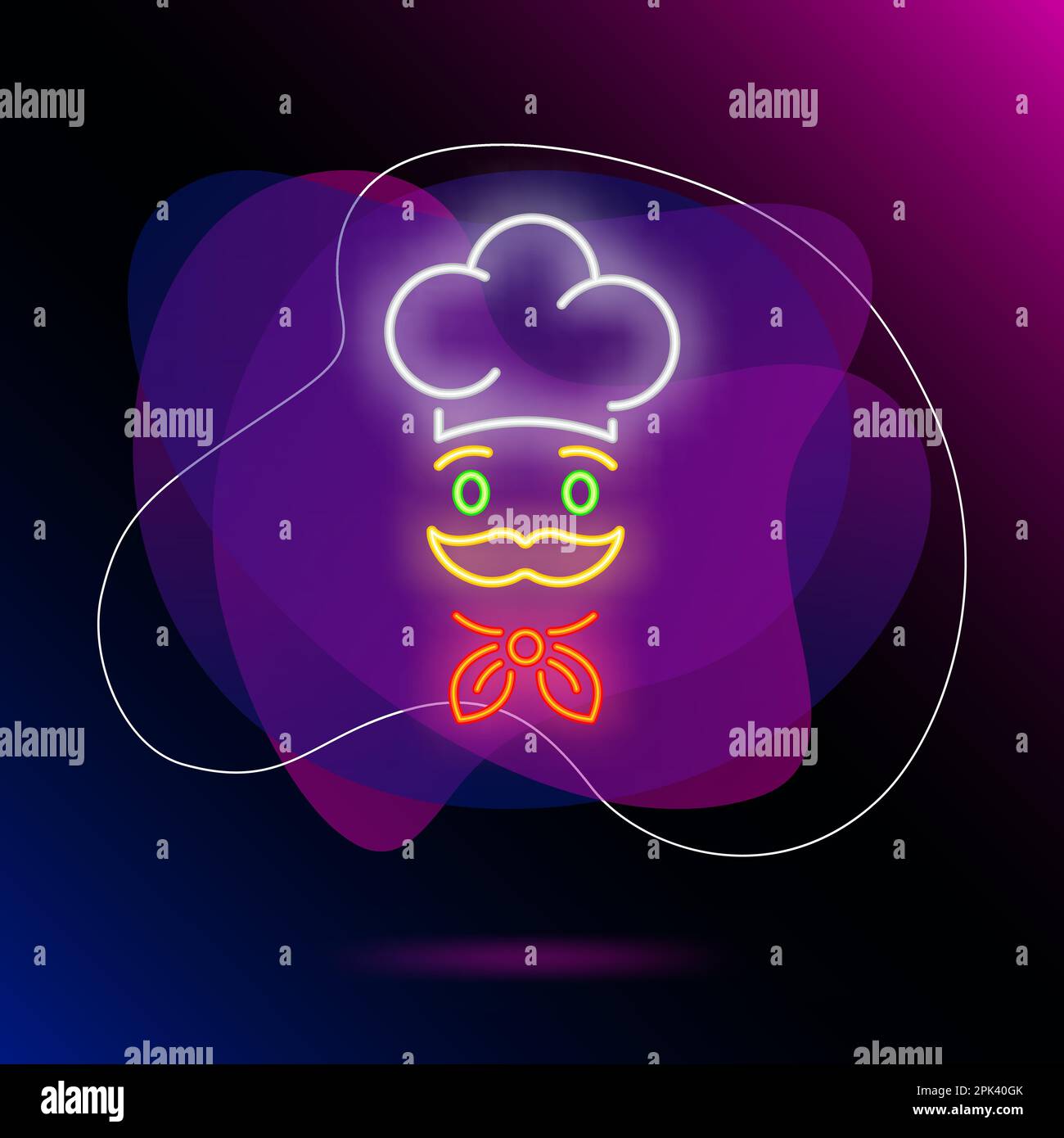 Face of chief cook in hat neon sign Stock Vector Image & Art - Alamy