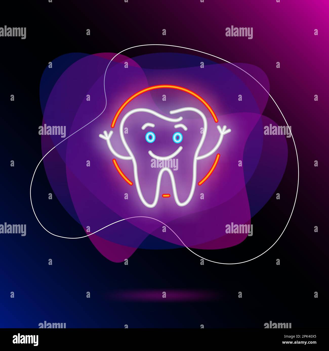 Happy tooth neon sign Stock Vector Image & Art - Alamy