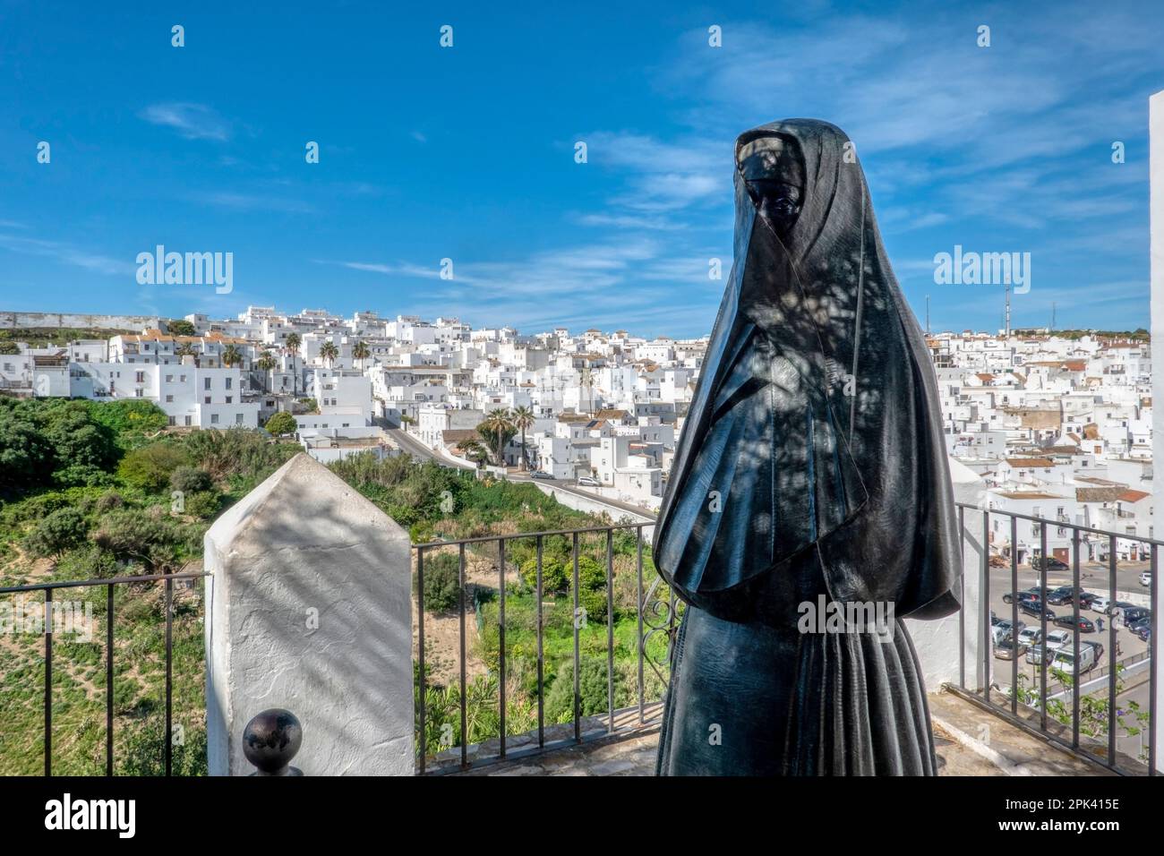 April 02, 2023-Vejer de la Frontera, Cadiz, Spain: Statue of La ...
