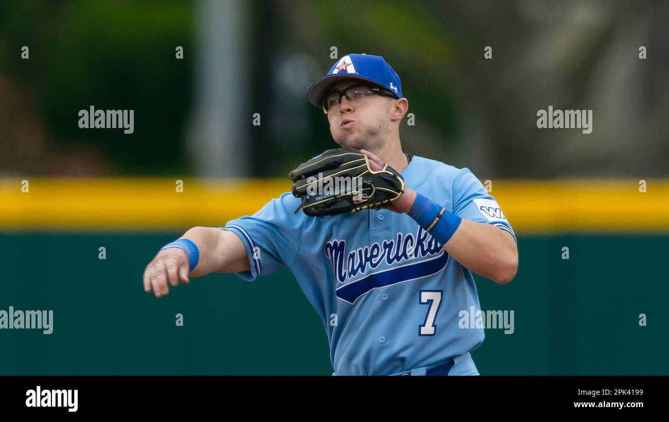 UT Arlington senior infielder Tyler Rice throws during an NCAA baseball ...