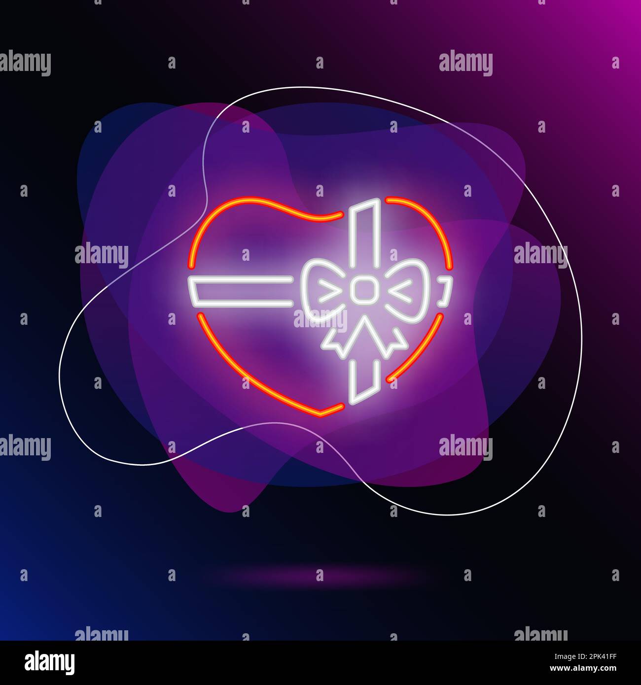 Heart with bow neon sign Stock Vector Image & Art - Alamy