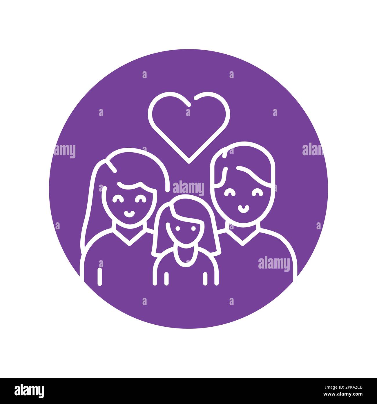 Happy family color line icon. Mother, father and daughter. Mental ...