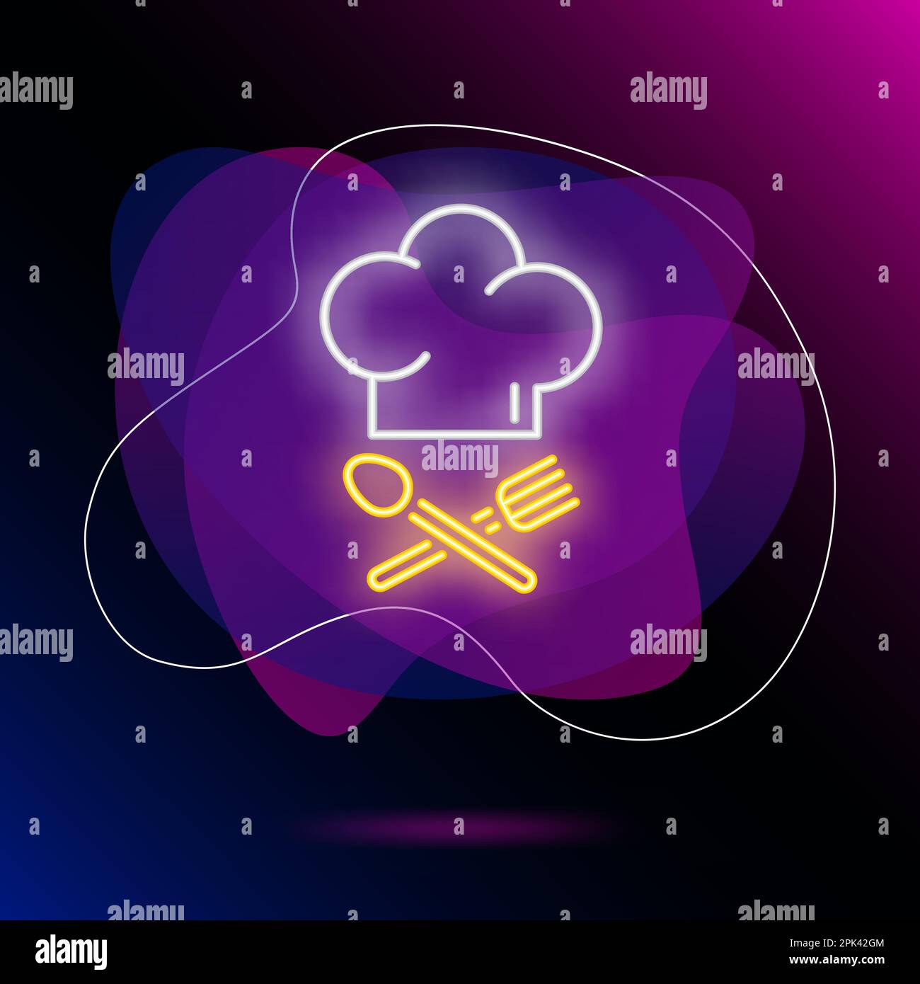 Chief cook hat and crossed spoon and fork neon sign Stock Vector Image ...