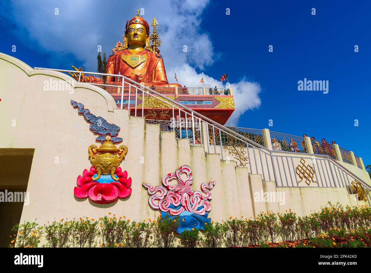 Wide angle view of Holy statue of Guru Padmasambhava or born from a ...