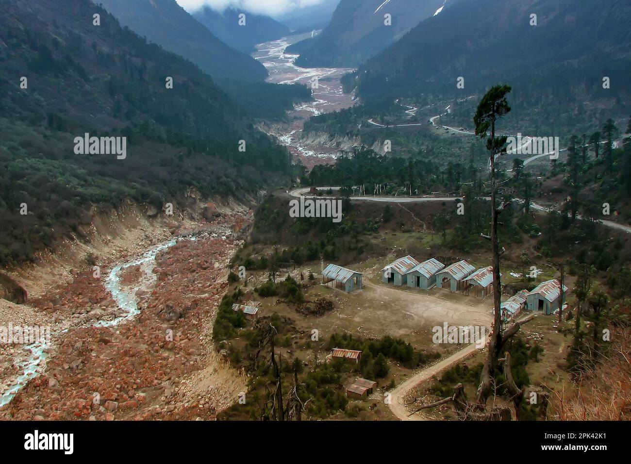 Lachung river flowing through Yumthang Valley or Sikkim Valley of ...