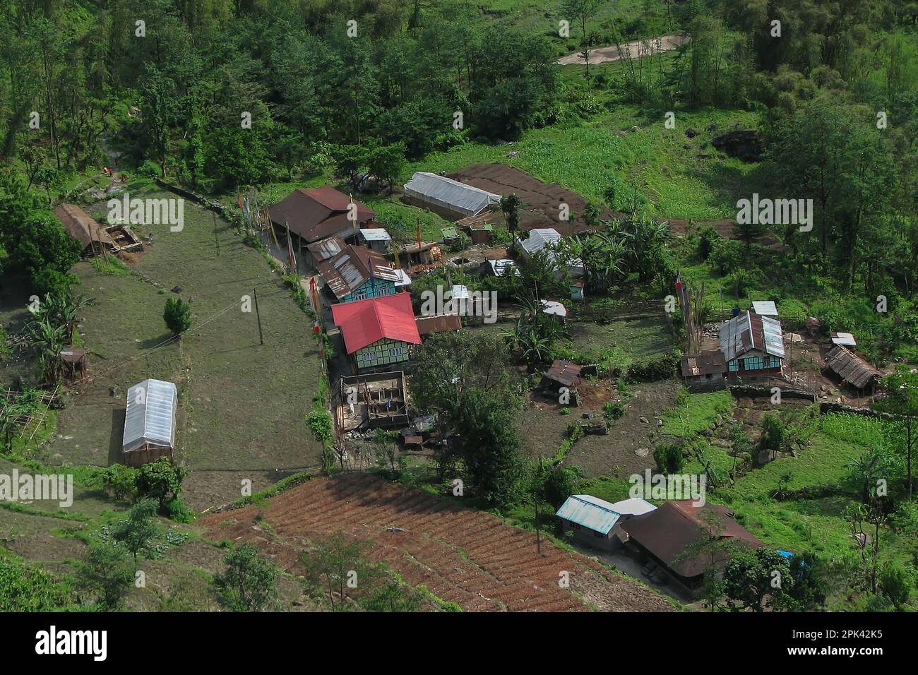 Padamchen village, Sikkim. Himalayan mountain slope, India Stock Photo ...