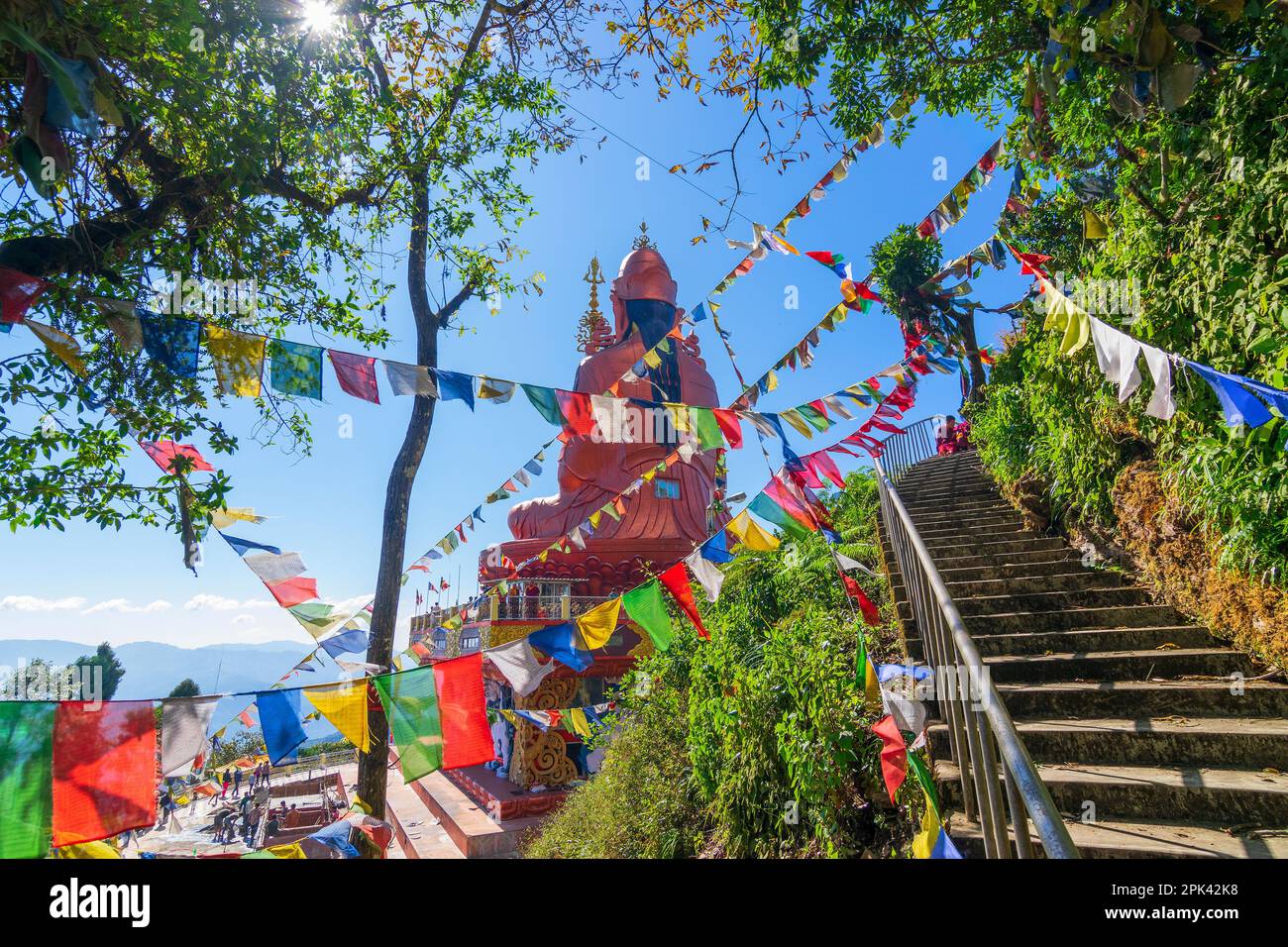 Side view of Holy statue of Guru Padmasambhava or born from a lotus ...