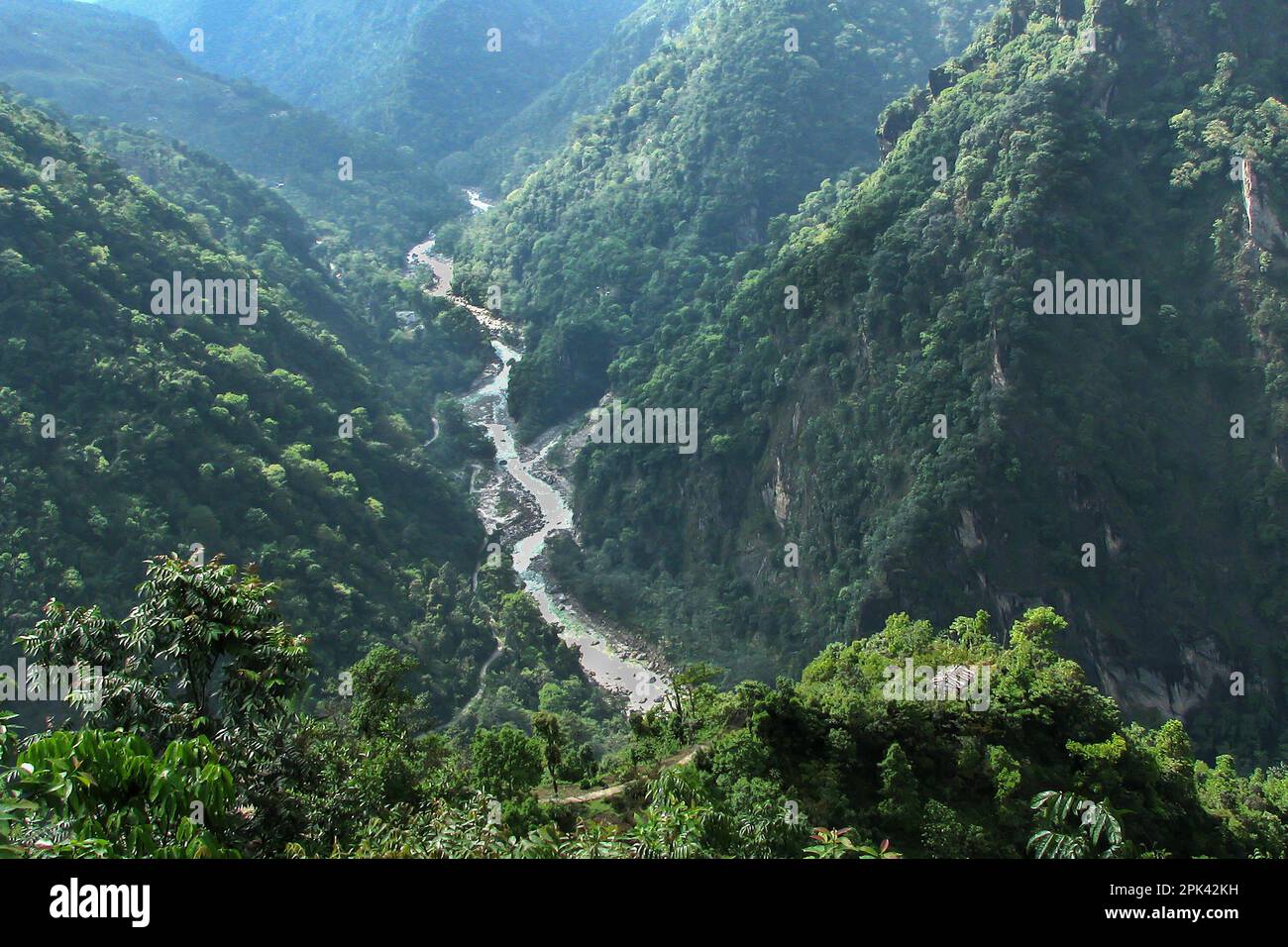 View of Tista river from top view point,Sikkim, India. From this view ...