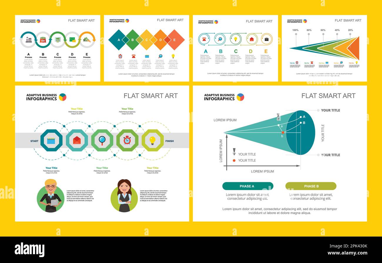 Colorful finance and research concept infographic charts set Stock ...