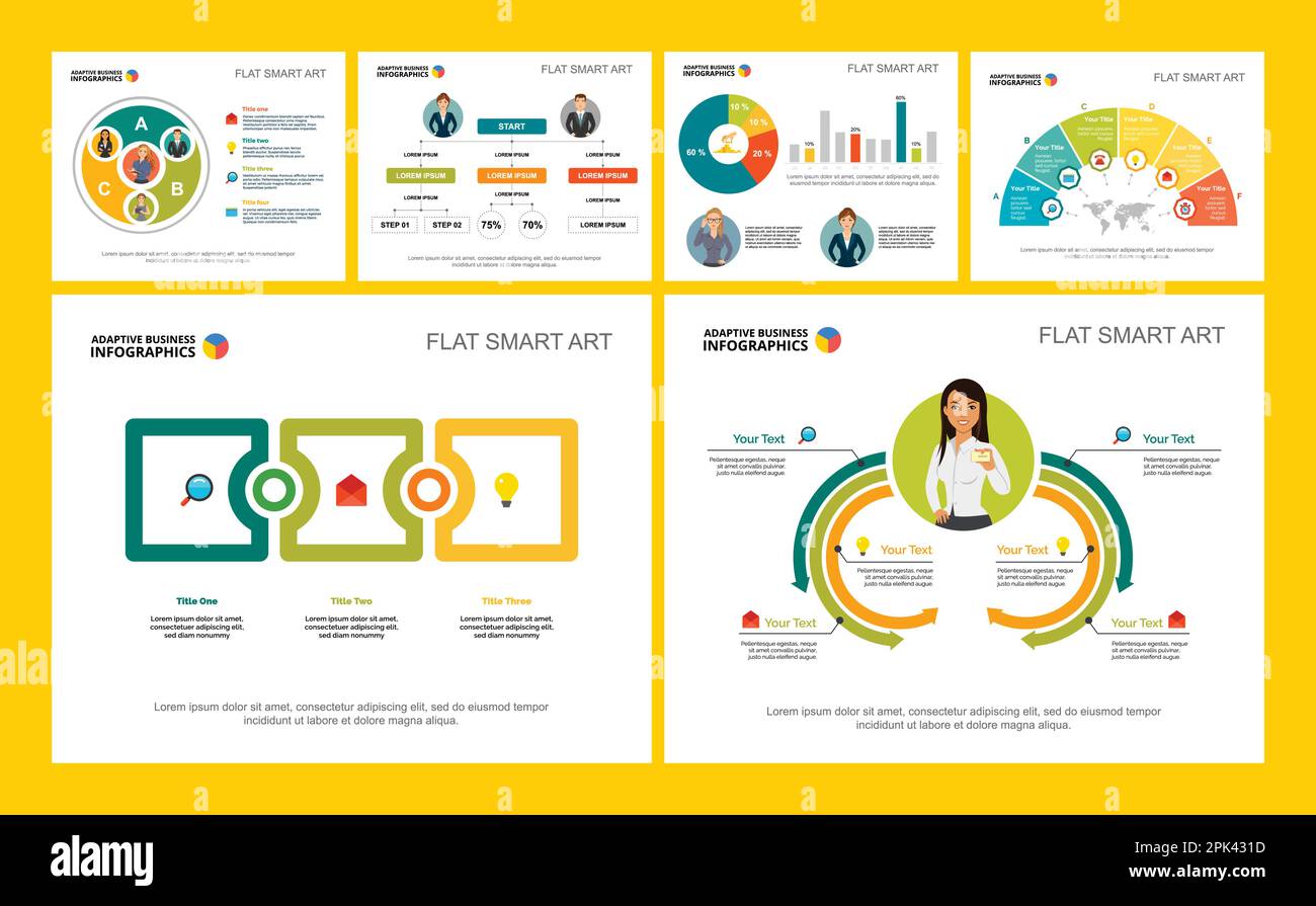 Colorful strategy or planning concept infographic charts set Stock ...