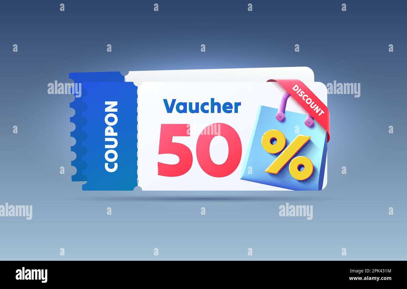 Coupon voucher 50 Percentage, Check banner special offer. Vector ...