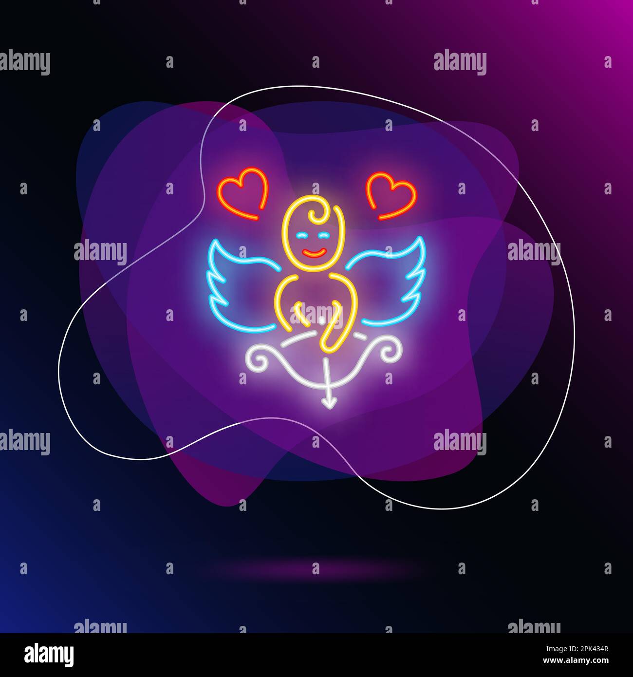 Small cupid angel neon sign Stock Vector Image & Art - Alamy