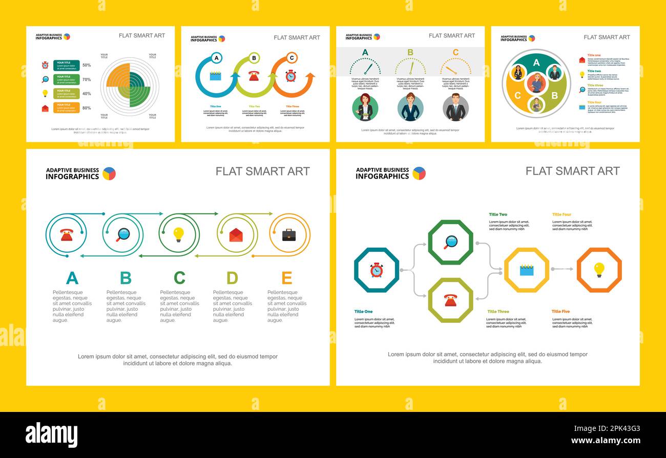 Colorful planning and strategy concept infographic charts set Stock ...