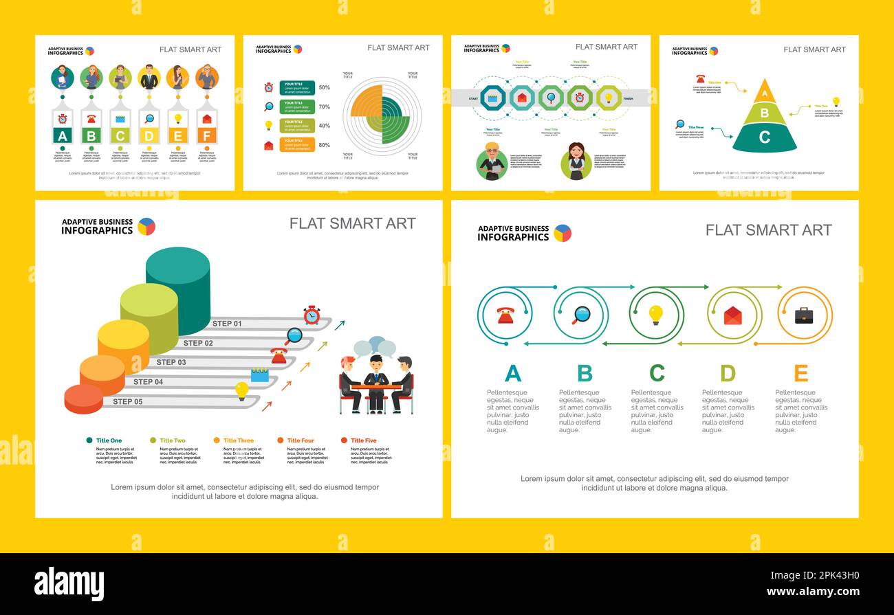 Colorful smart art charts set for presentation slide templates Stock ...