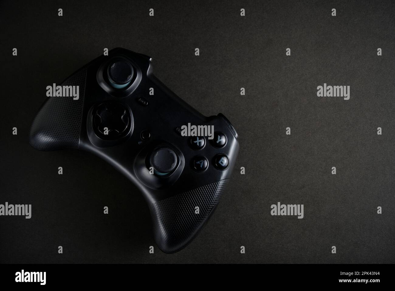 Black joystick for computer games black background Stock Photo - Alamy