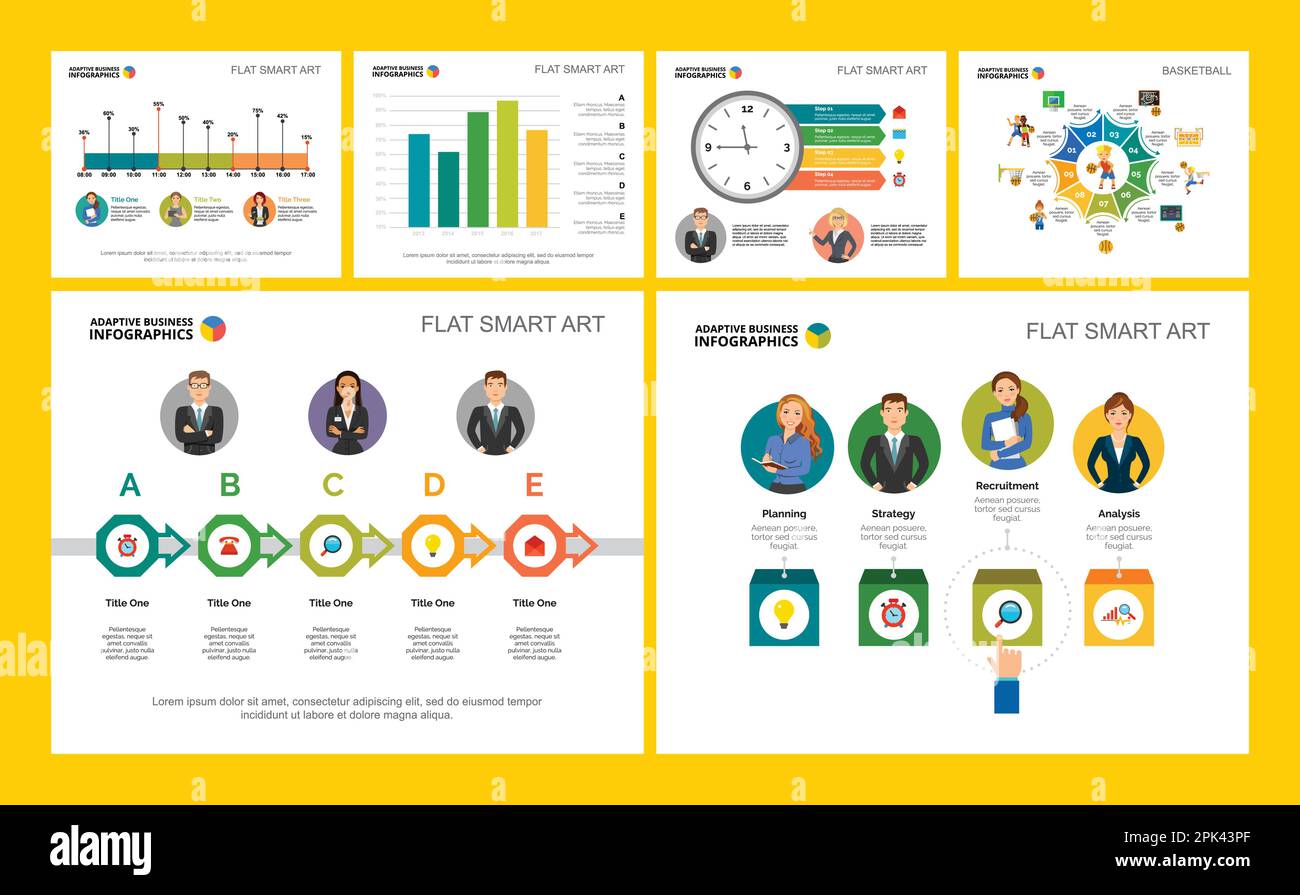Colorful consulting or workflow concept infographic charts set Stock ...