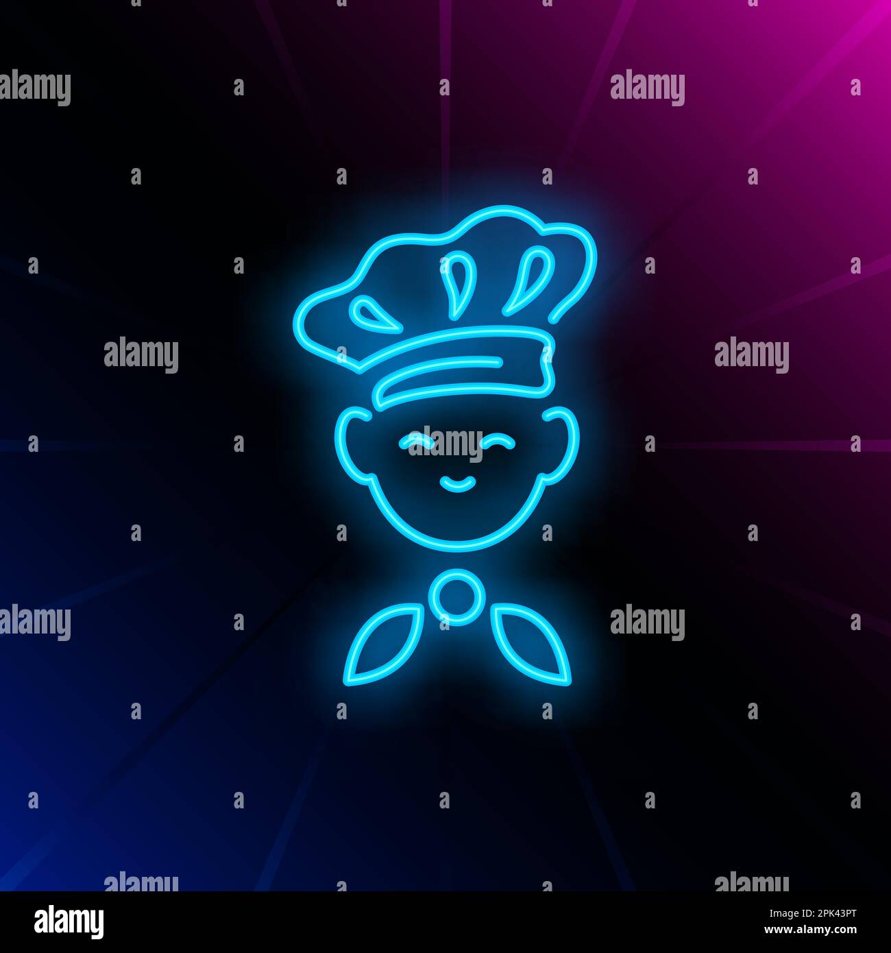 Kid wearing chief cook hat neon sign Stock Vector Image & Art - Alamy