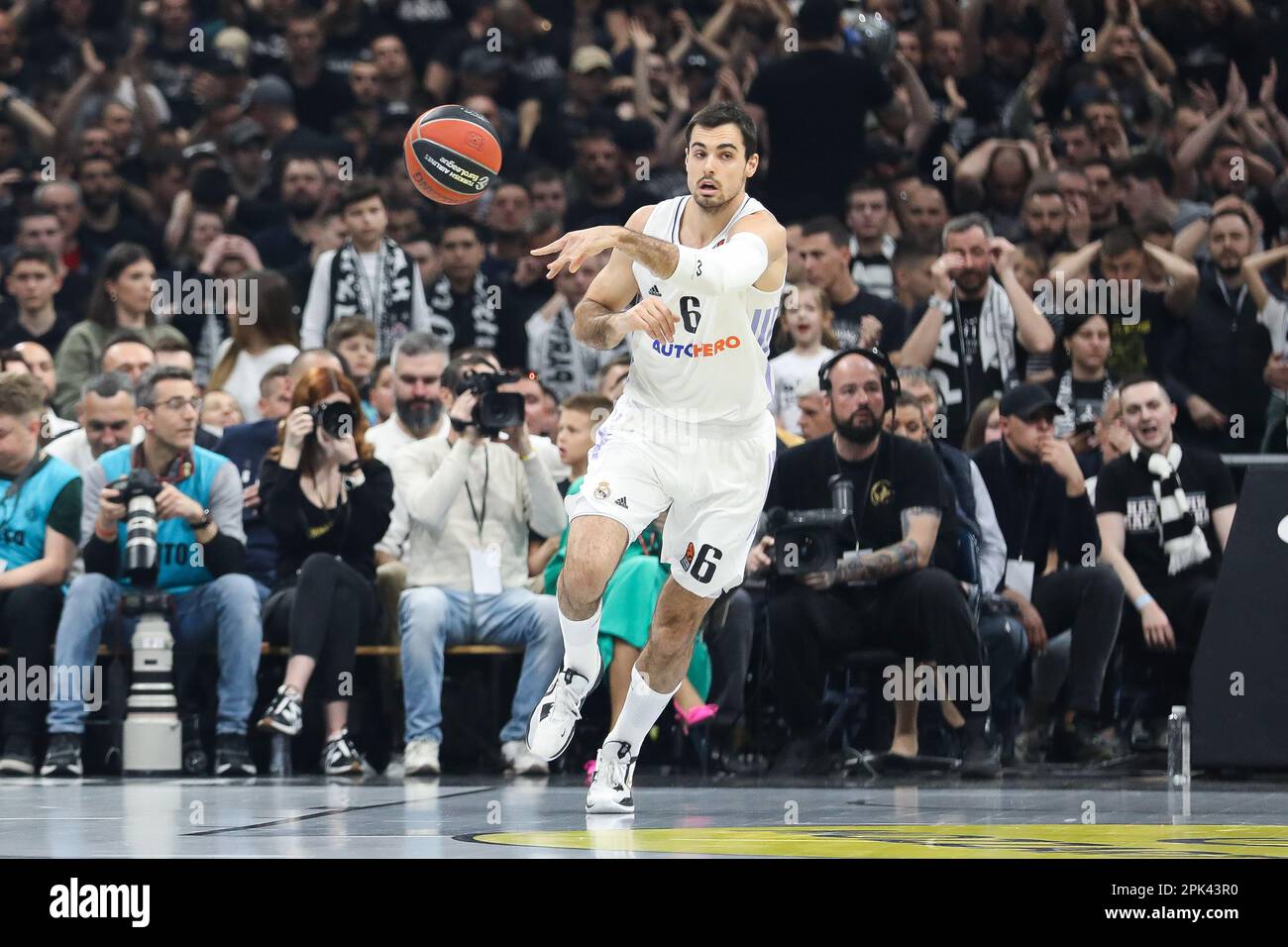 Belgrade, Serbia, 31 March 2023. Alberto Abalde of Real Madrid in ...