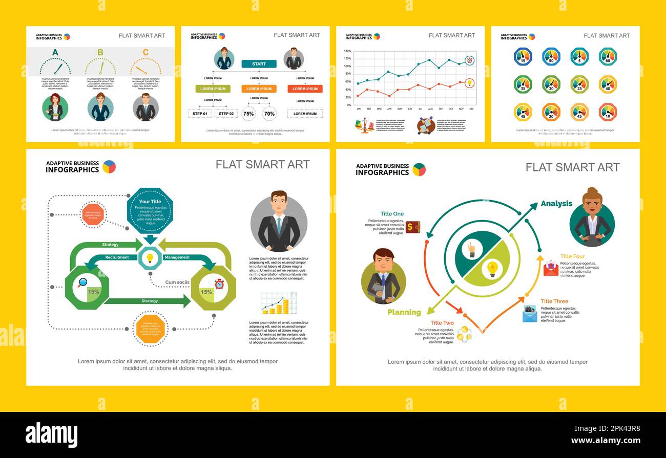 Colorful marketing or training concept infographic charts set Stock ...
