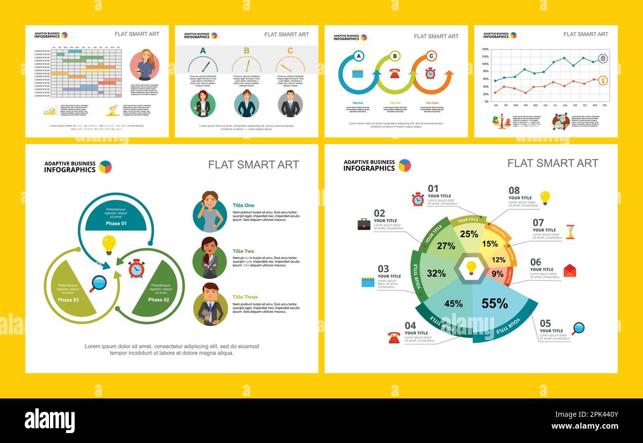 Colorful statistics or teamwork concept infographic charts set Stock ...
