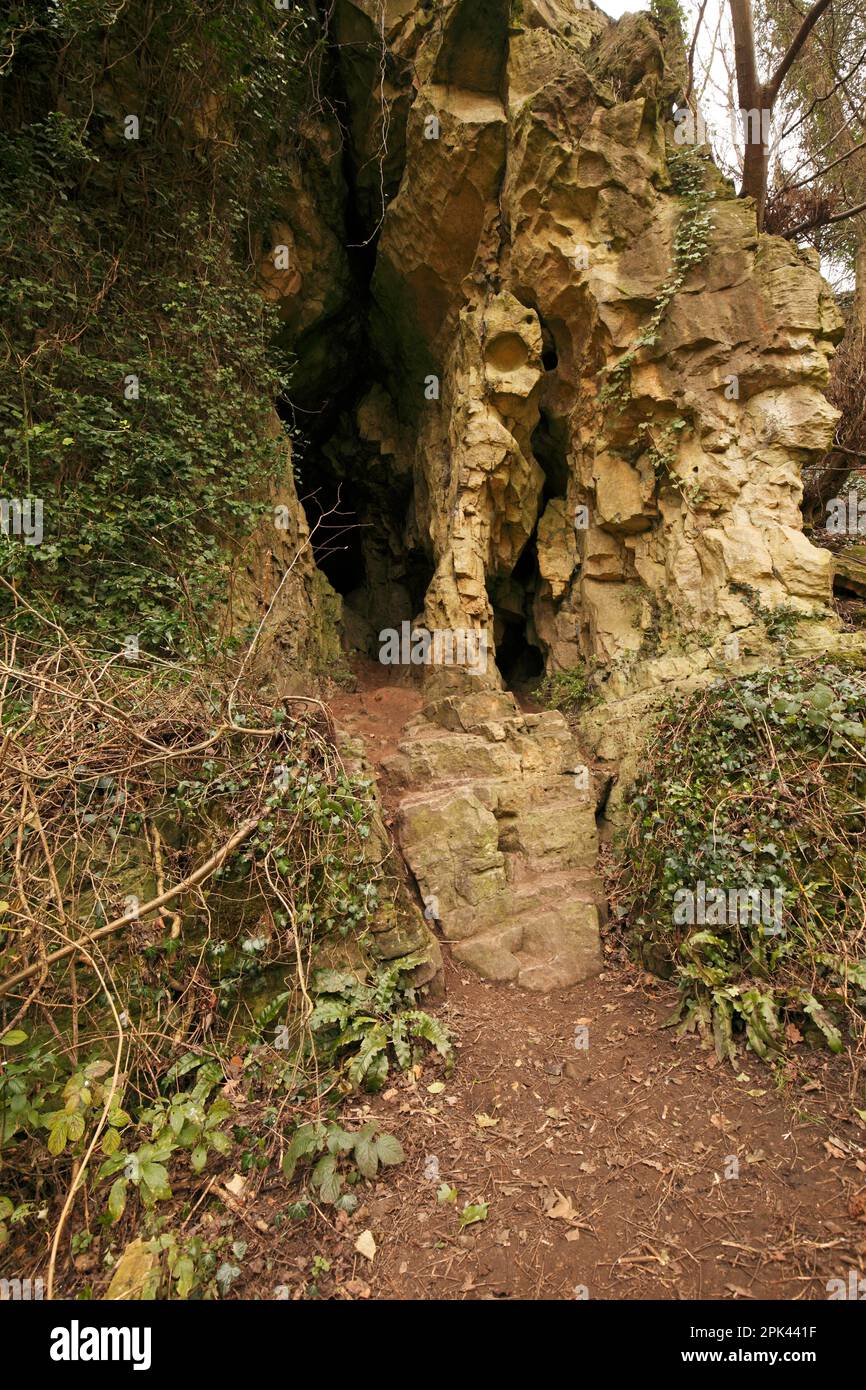 Creswell Crags. Caves and Mines, Limestone cliffs and gorge. Notts, UK ...