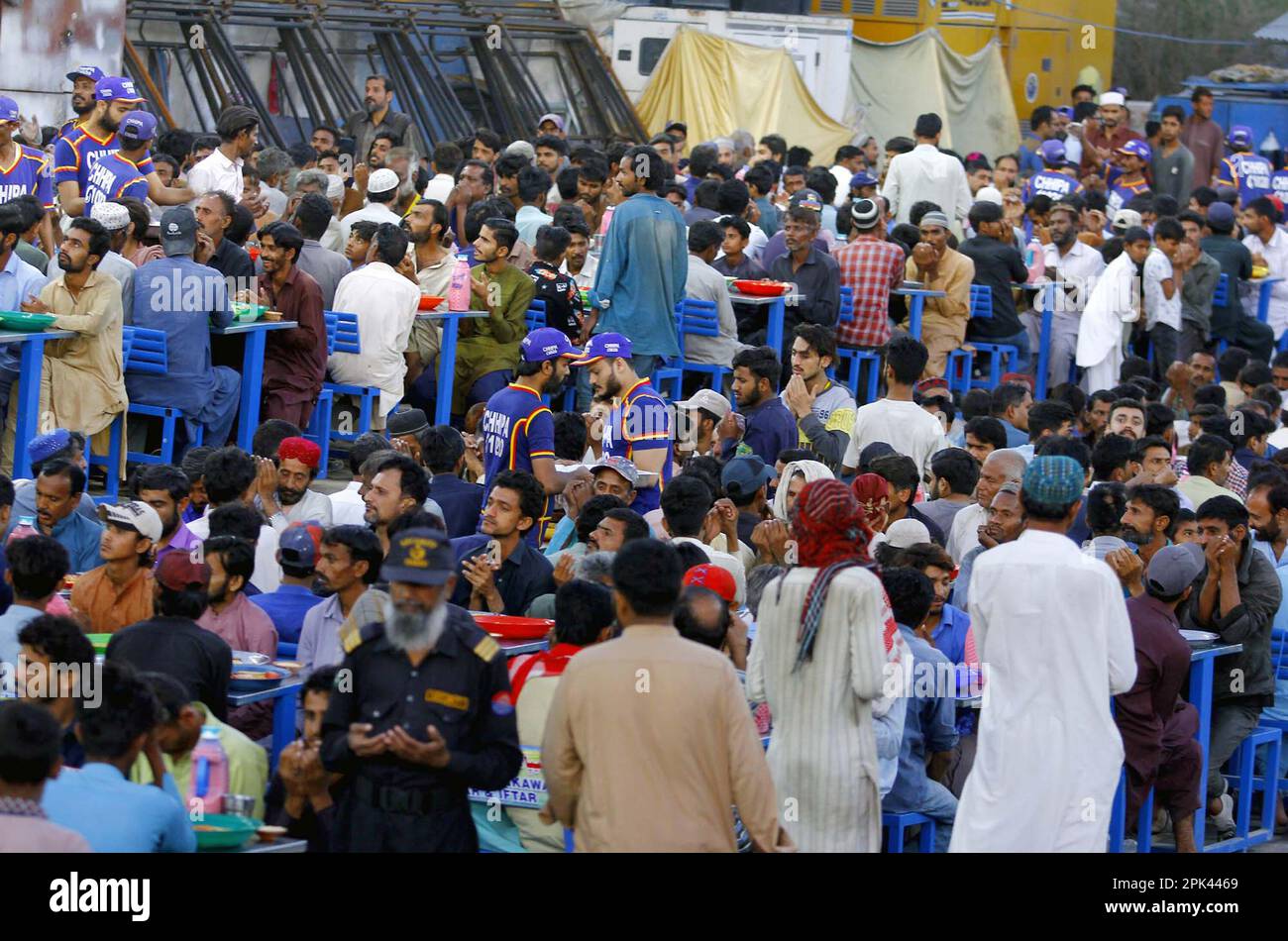 Karachi, Pakistan, April 5, 2023. Faithful Muslims are breaking the ...