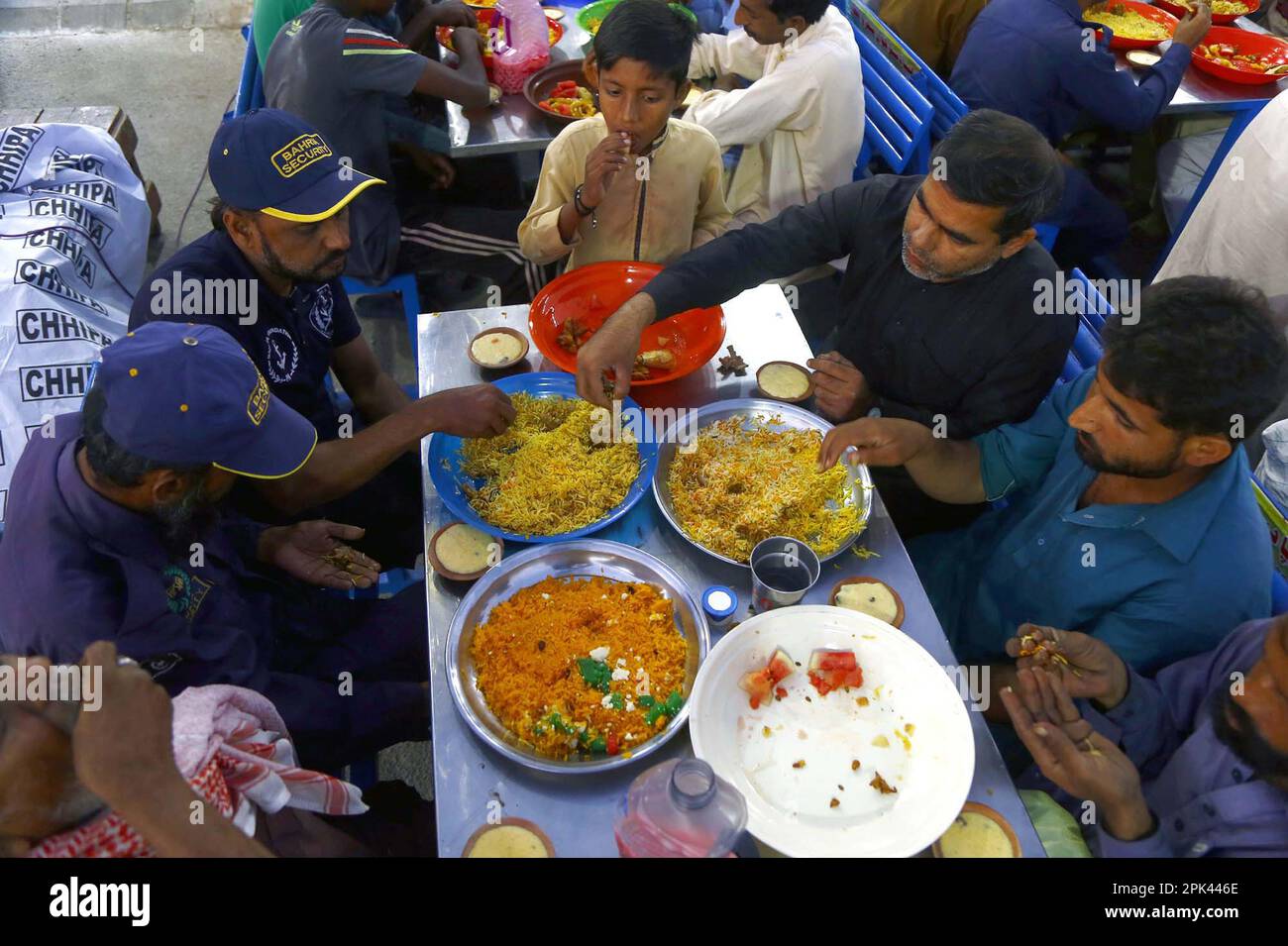 Karachi, Pakistan, April 5, 2023. Faithful Muslims are breaking the ...
