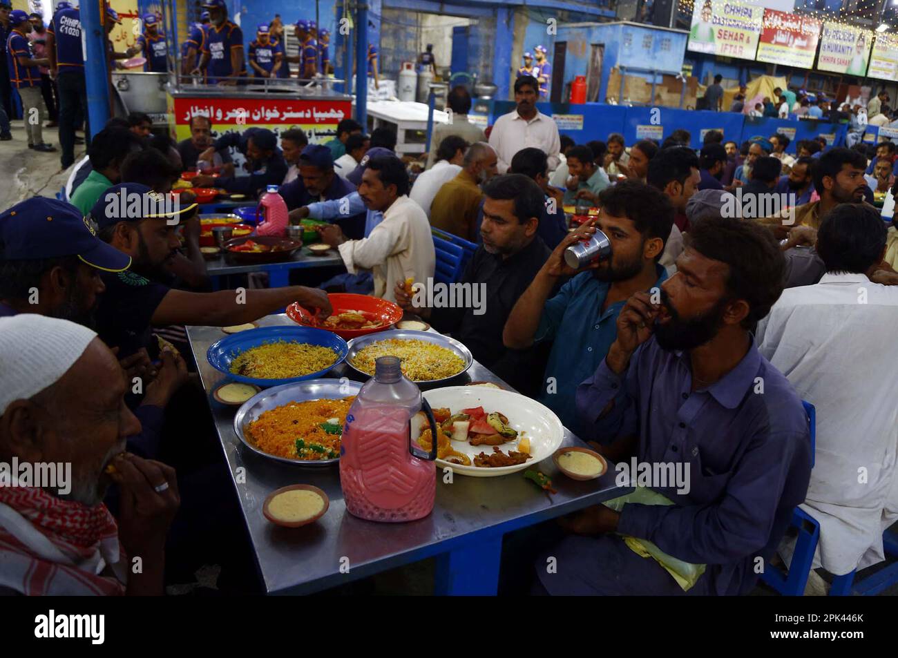 Karachi, Pakistan, April 5, 2023. Faithful Muslims are breaking the ...